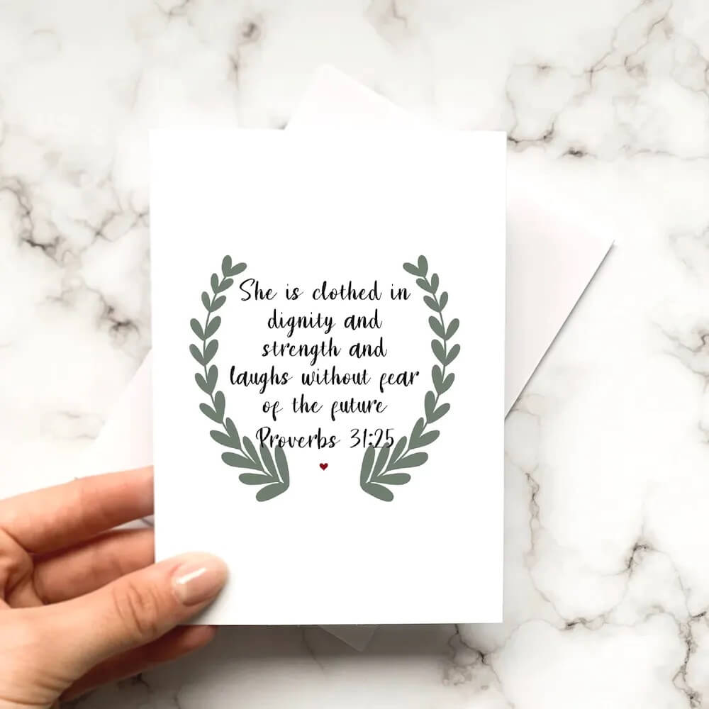 Proverbs 31:25 A6 Card Christian Greeting Card - Precious Verses